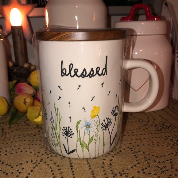Rae Dunn | Dining | Rae Dunn Blessed Mug With Wood Lidcoaster Flowers ...